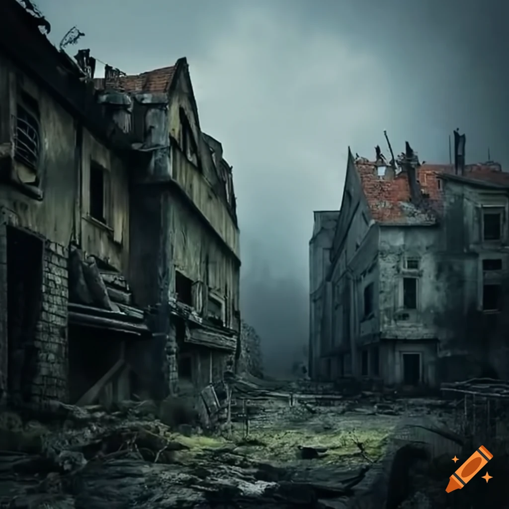 A ruined post apocalyptic slovakian town
