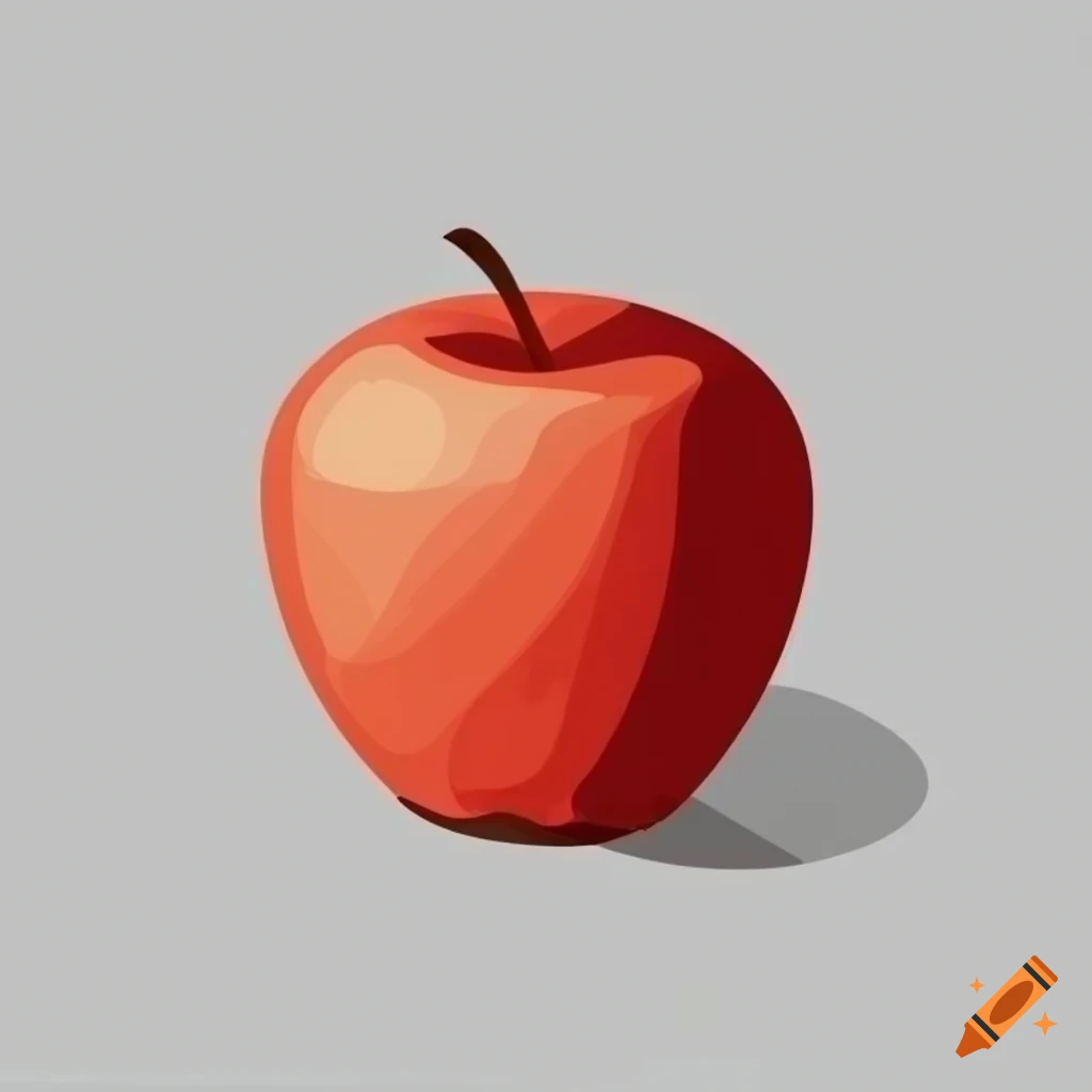Isometric drawing line as an apple on white background
