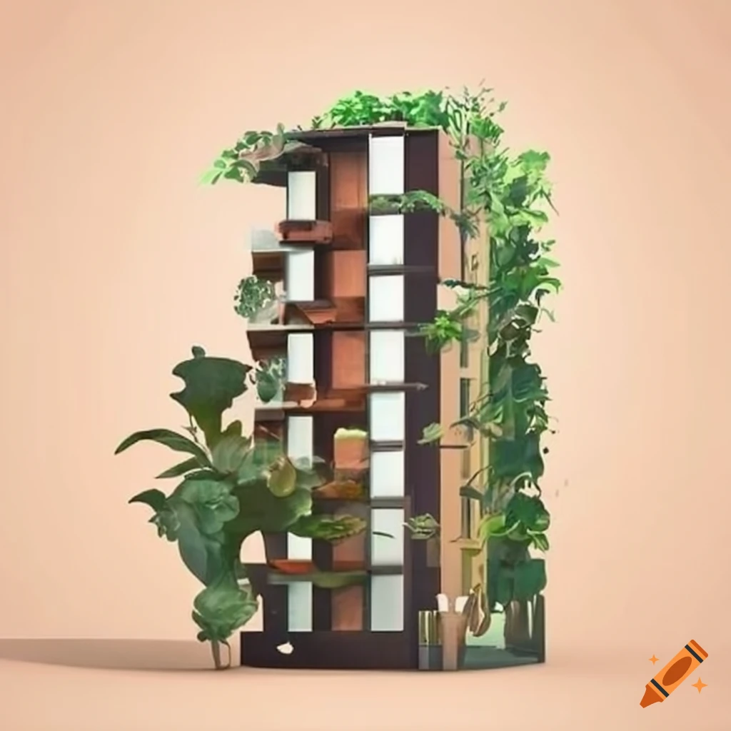 Flat building modern, and with plants