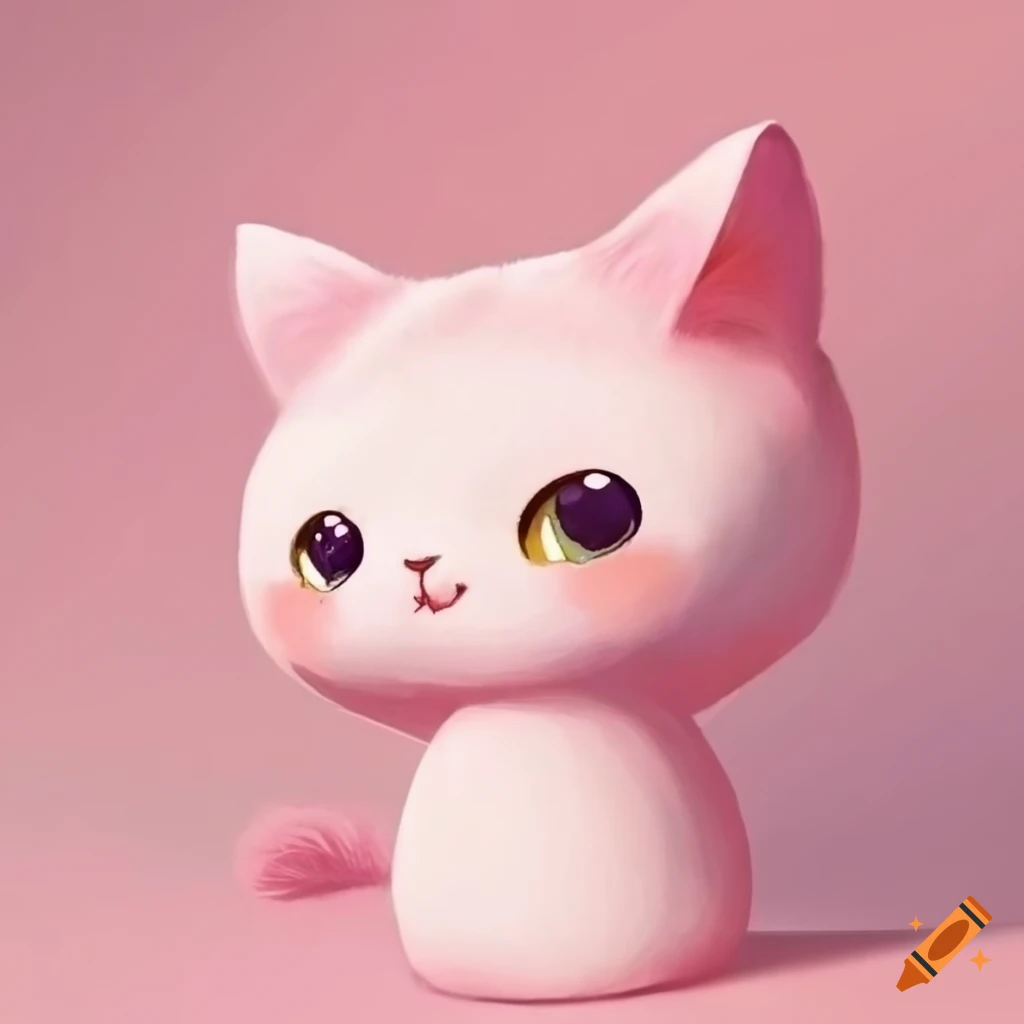 CAT LOAF drawing pastel pink cute kawaii with long lashes on Craiyon