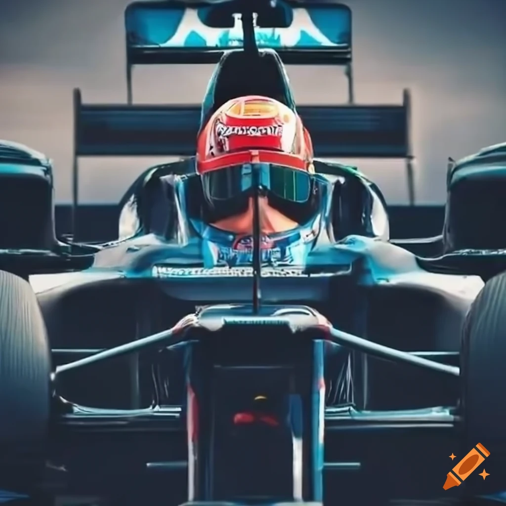 A race car driver entering the cockpit of his f1 car on Craiyon