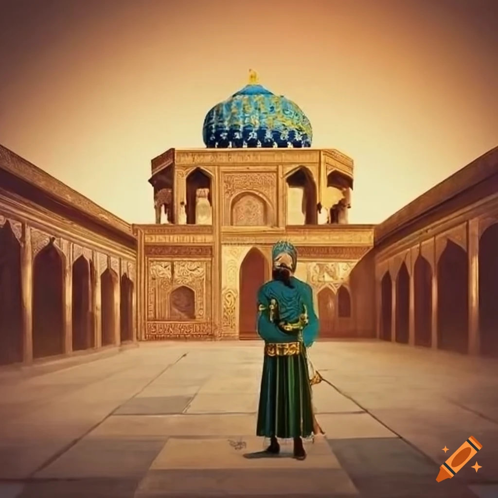 Shah abbas of persia standing in his palace on Craiyon