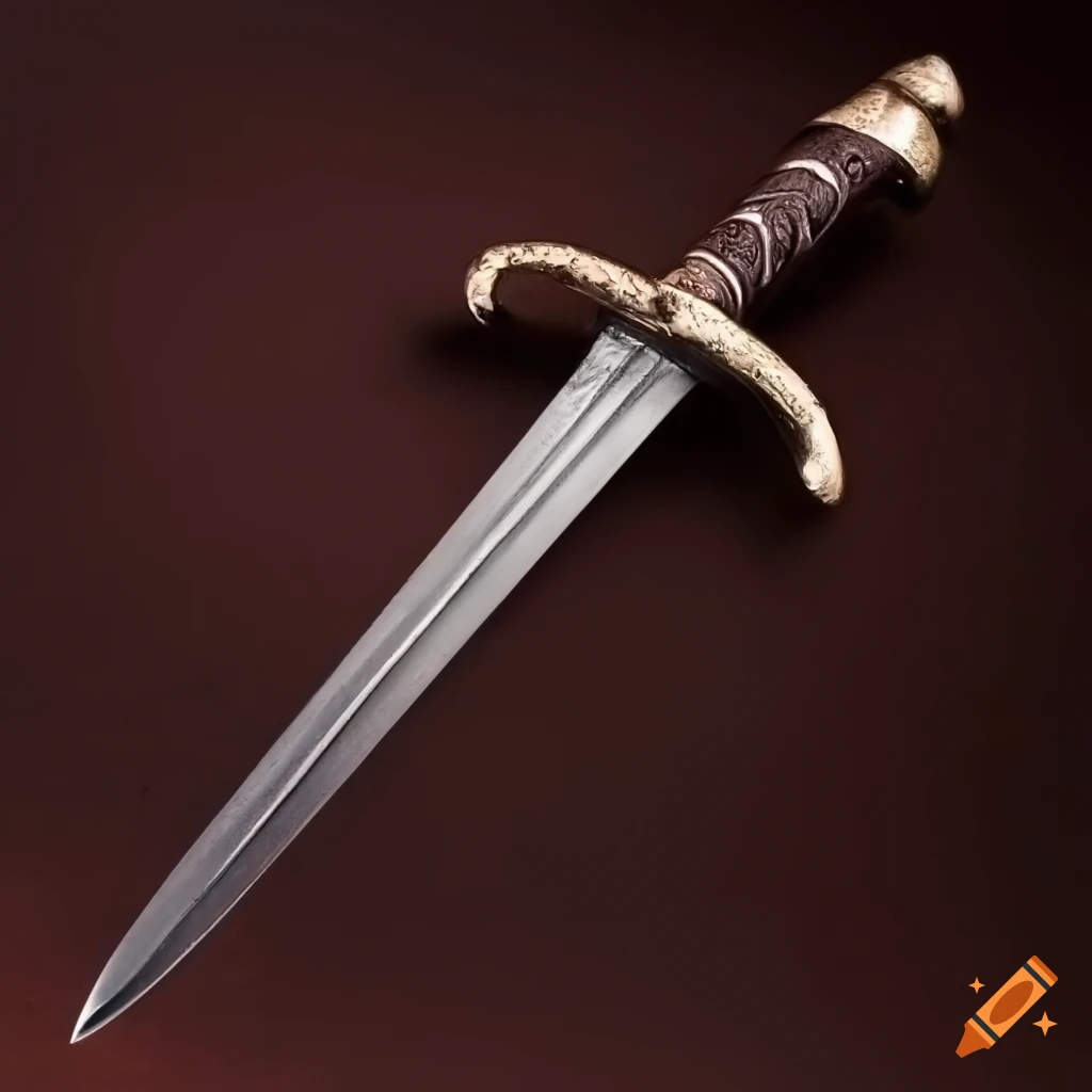 Engraved dagger with a leather hilt on Craiyon