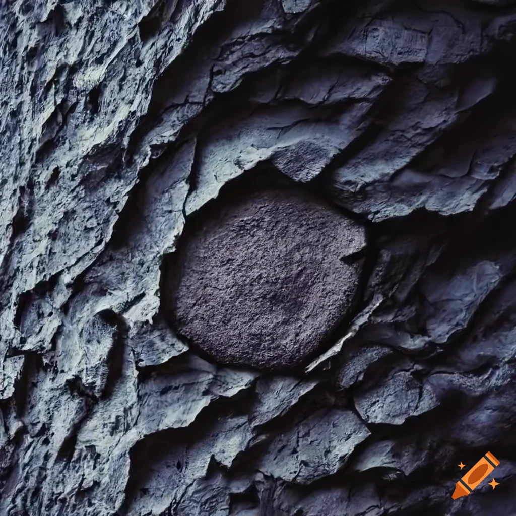 Close up alpine rock wall with a round crack on Craiyon