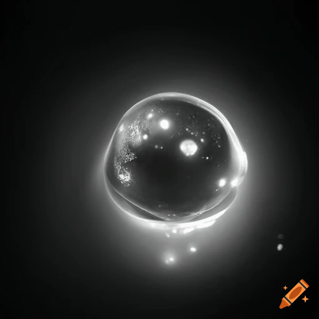 Fantasy cute sphere slime face sparkling black and white color on Craiyon