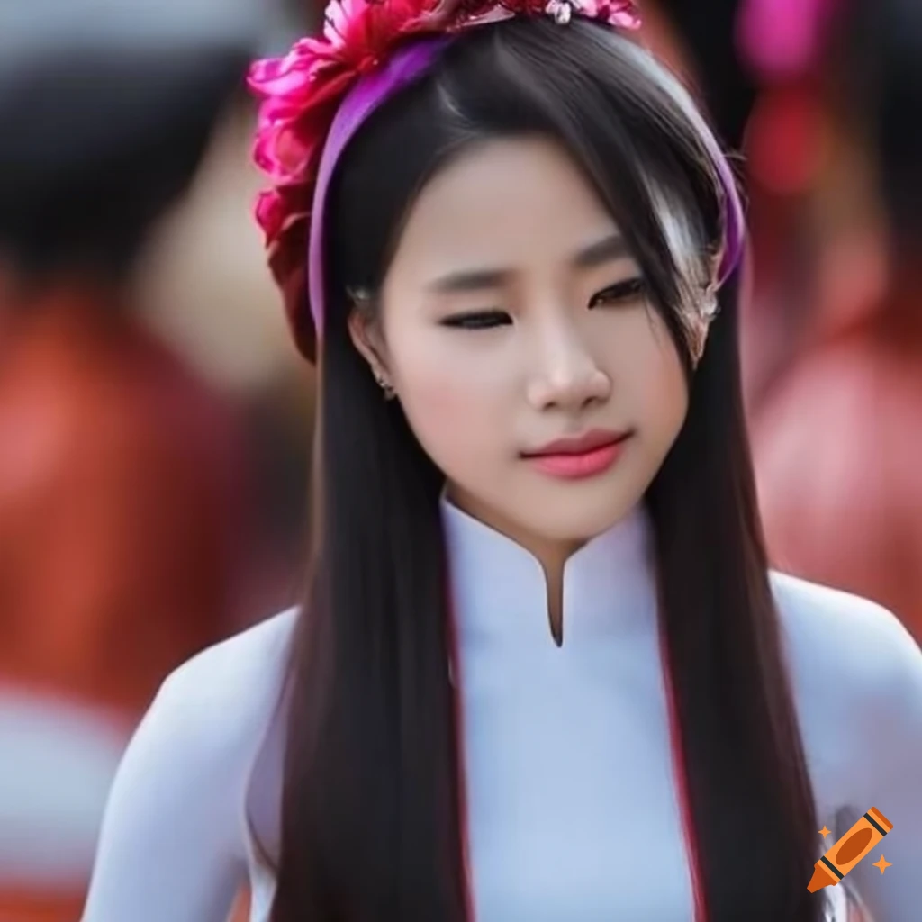 An asian girl in ao dai on Craiyon