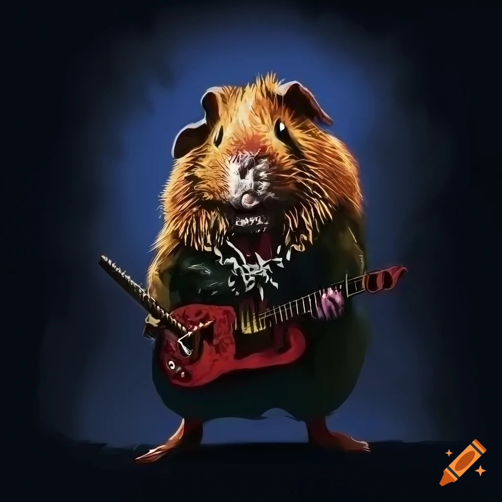 Guinea pig, death metal, digital illustration on Craiyon