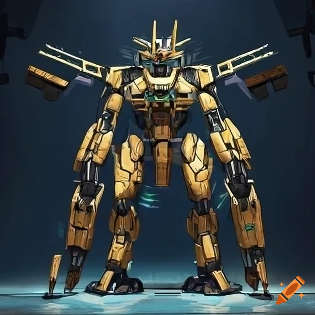 An epic mech robot inspired by egyptian god anubis, gundam and zone of ...