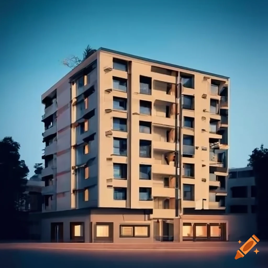 Building facade modern for 5floor on Craiyon