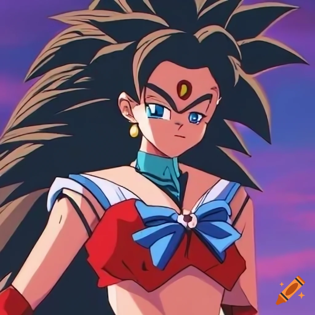 Sailor Moon with SSJ3 hair, 90s anime style and high definition on Craiyon