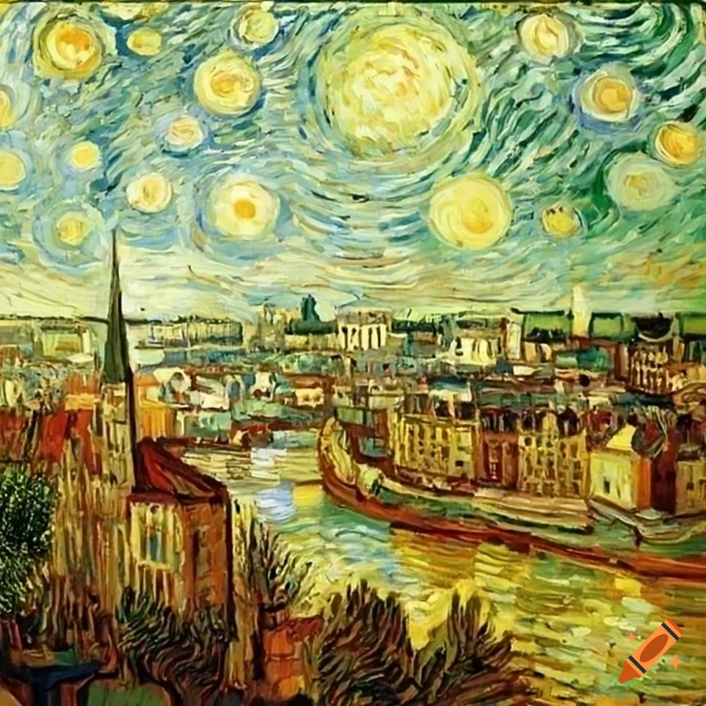 A vibrant cityscape of bristol by vincent van gogh
