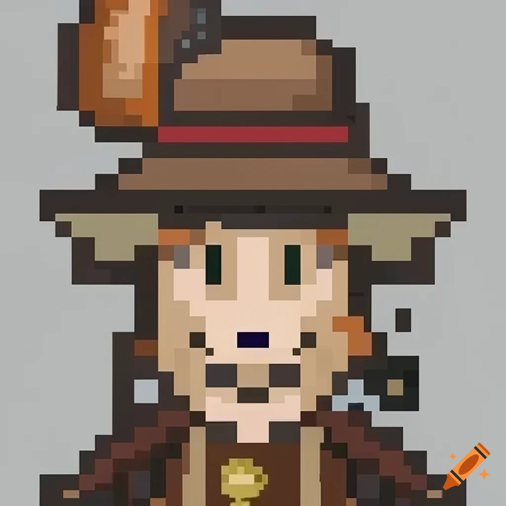 Steampunk portrait in simple pixel art on Craiyon