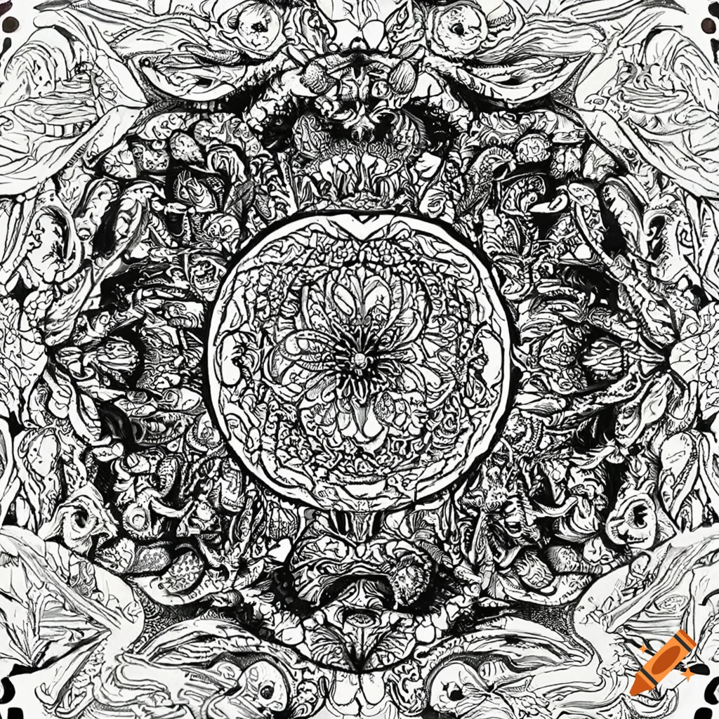 Black fine line mandala art of dragon for adults on Craiyon