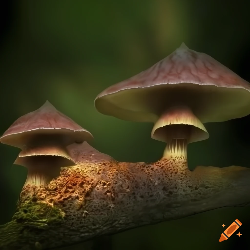 Fungi fractal in rainforest, photo-realistic
