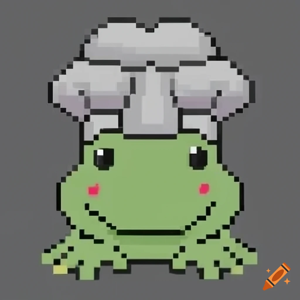 A cheerful pixel art frog with a chef's hat on Craiyon