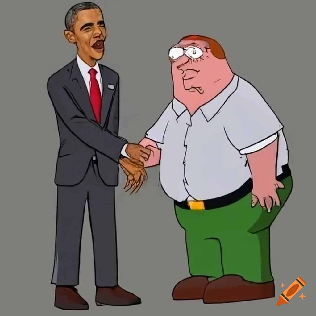 Obama and peter griffin shaking hands on Craiyon