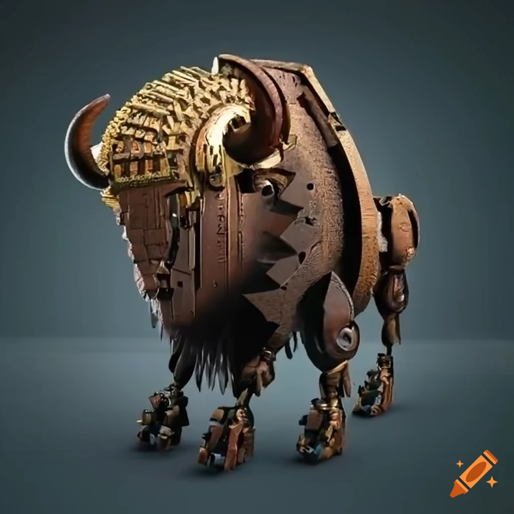 Create an image of a mechanical bison construct based on the following ...