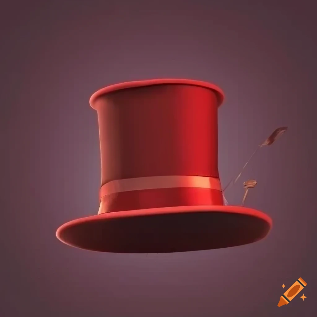 3d render of red top hat and scarf with void background on Craiyon