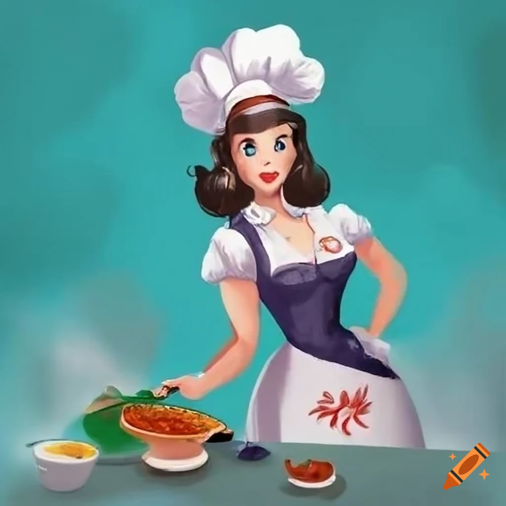 1950s housewife mermaid chef hat cooking on Craiyon