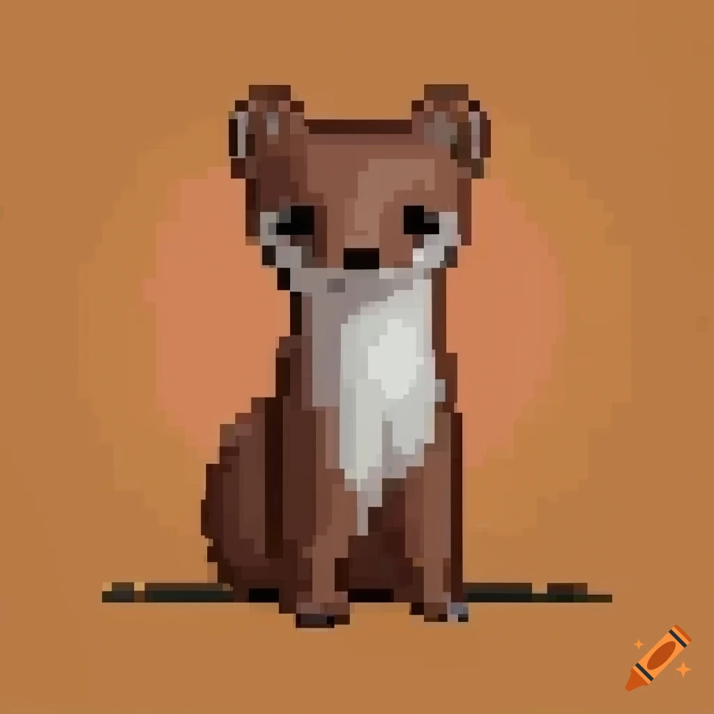 A pixel art image of a playful weasel
