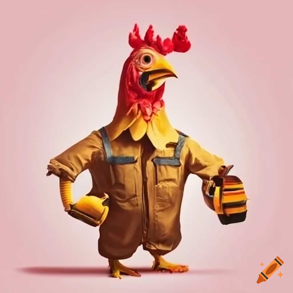 Maintenance technician dressed as a chicken