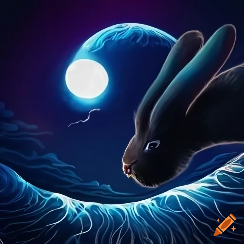 Lunar rabbit waves on Craiyon