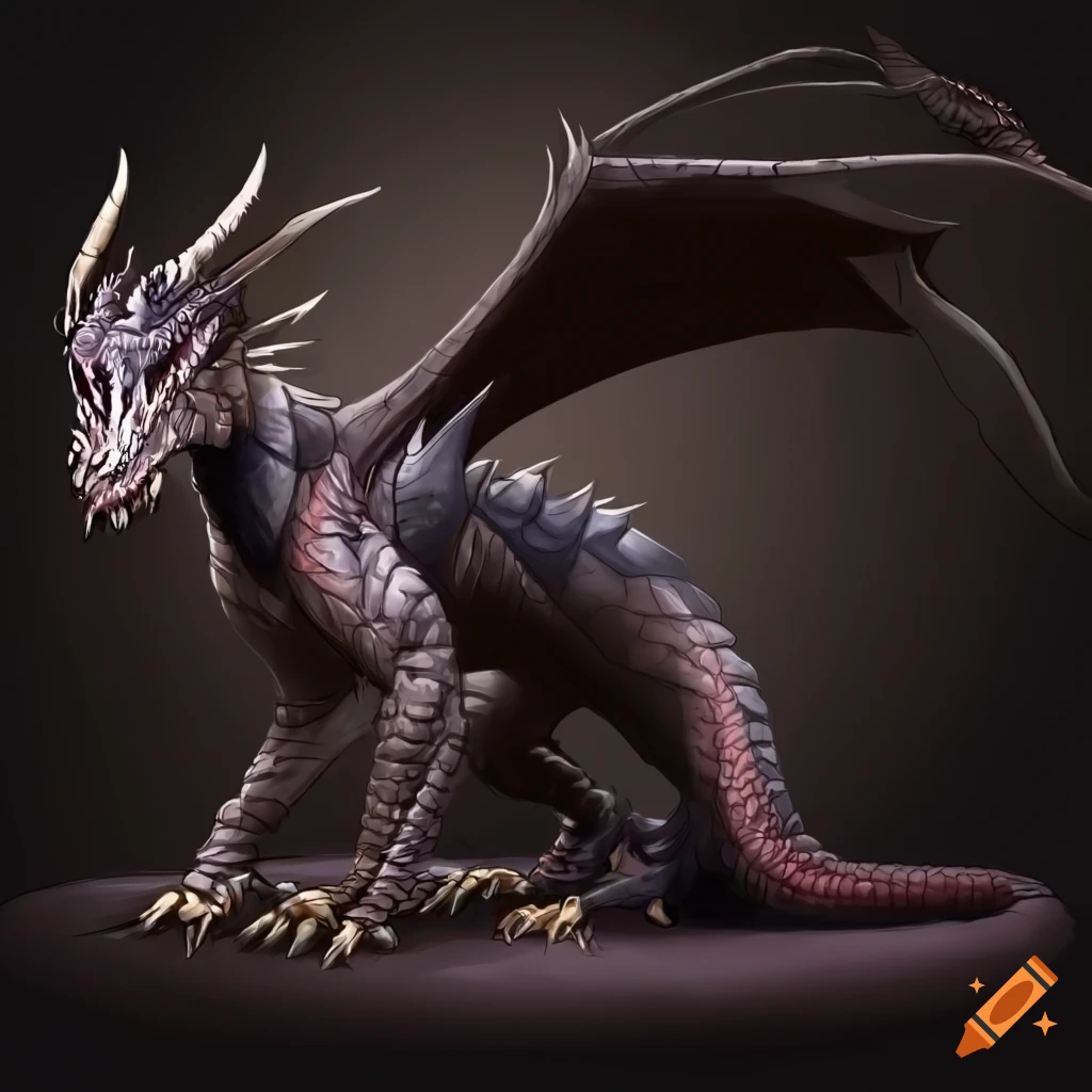 Full body dragon concept designs, side view