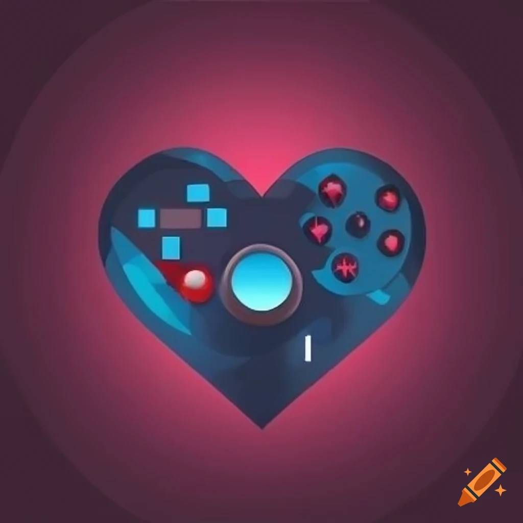Logo videogame controller shape of heart on Craiyon