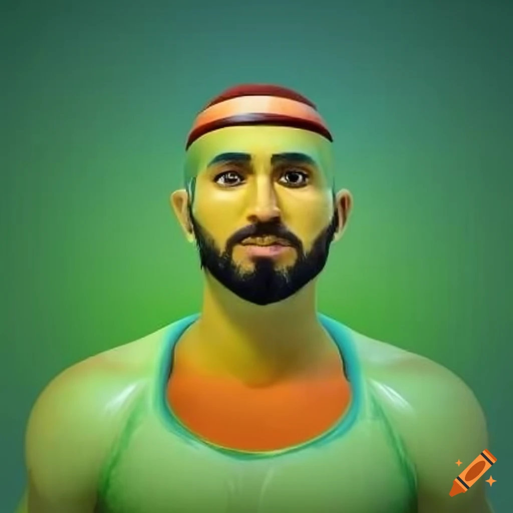 Arabic male in the style of Justin Schultz in Watermelon Green: #77DD77 ...