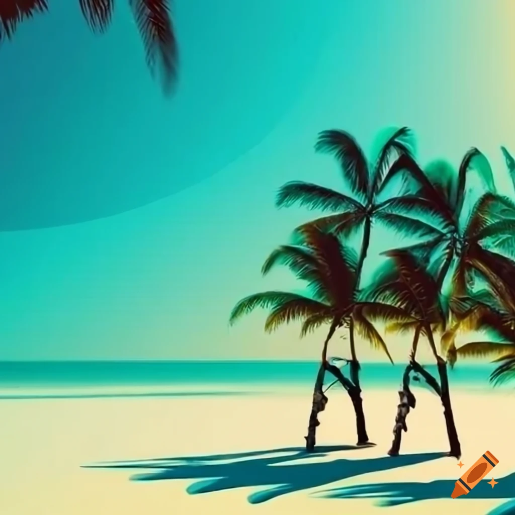 Miami beach with palm trees graphic