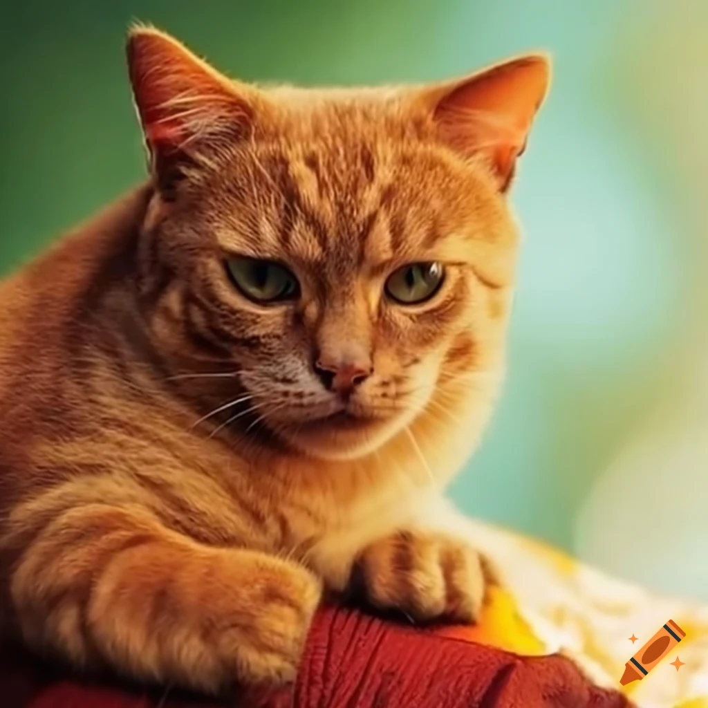 Un chat roux qui fait du parachute