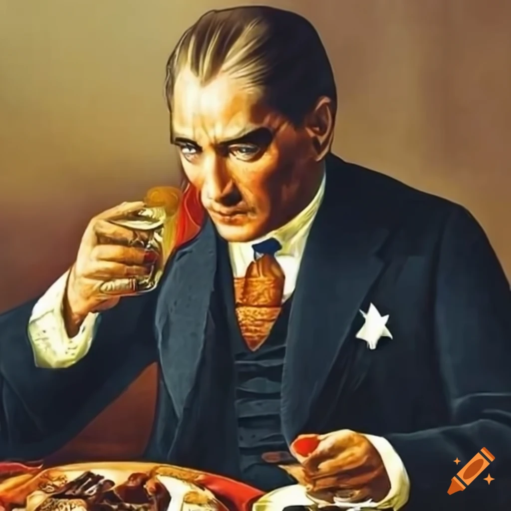 Atatürk and Napoleon are eating together, there are two people in the ...