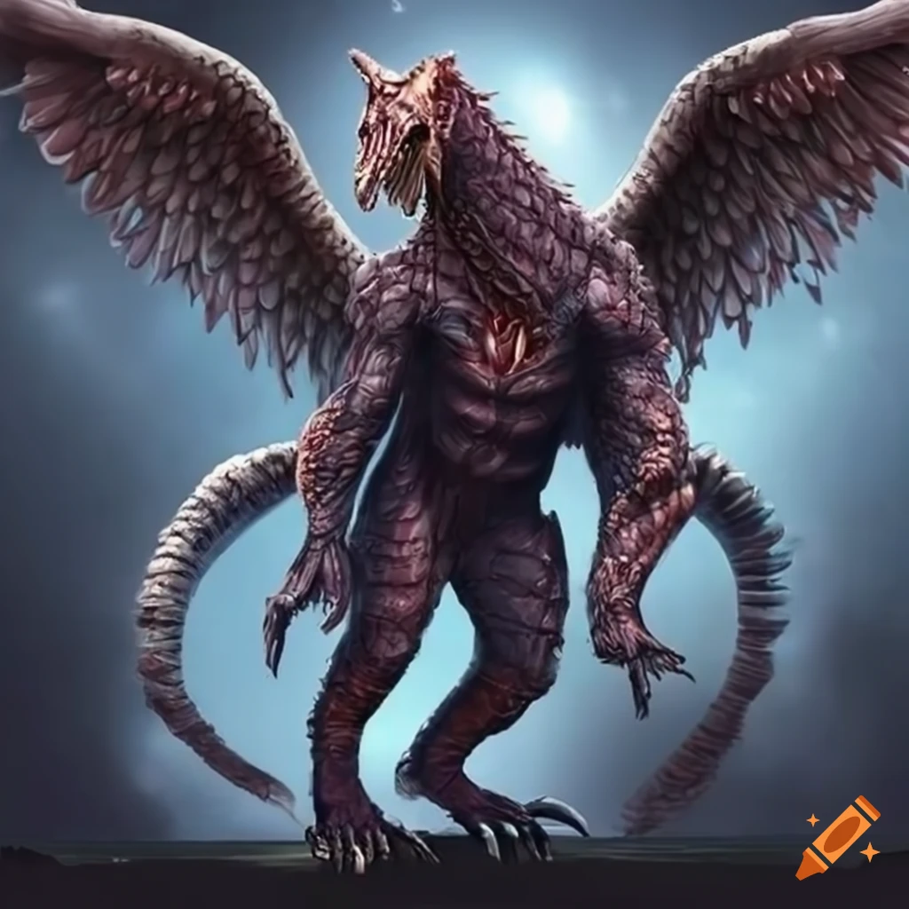 Fantasy world monster with wings on Craiyon