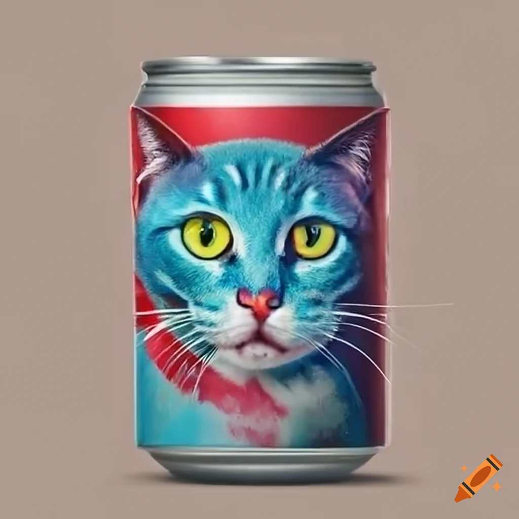 Soda can with a cats logo and slogan "cats day everyday"