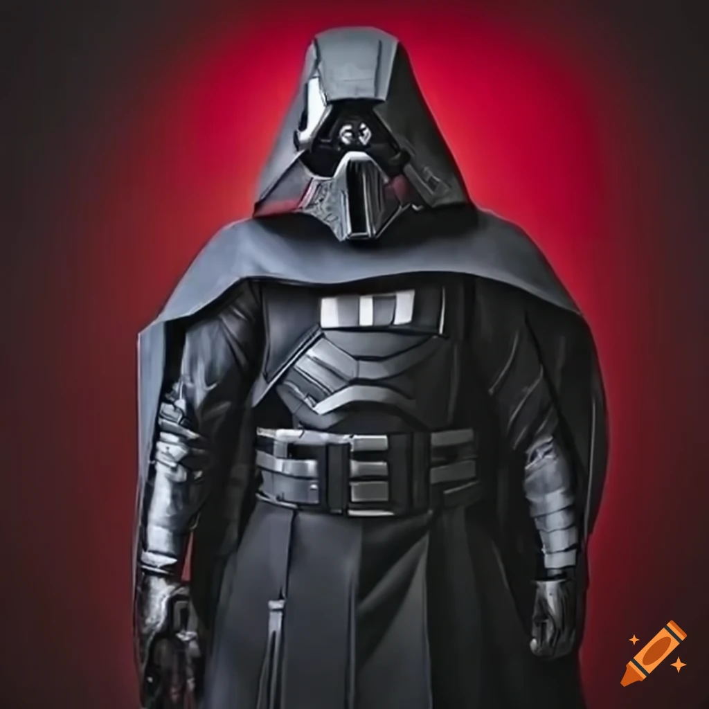 A menacing sith lord in a powerful mechanized suit