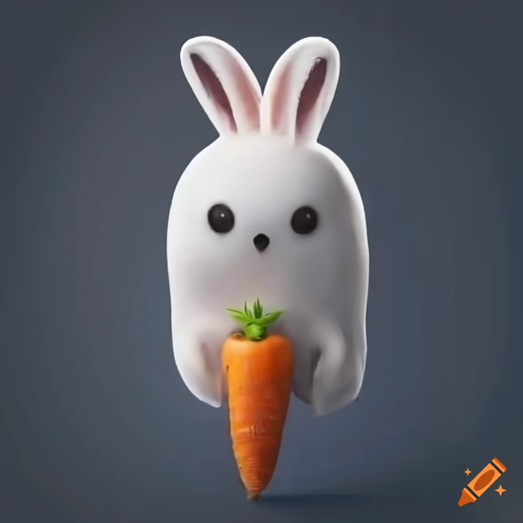 High definition, ghost with rabbit head holding carrot on Craiyon