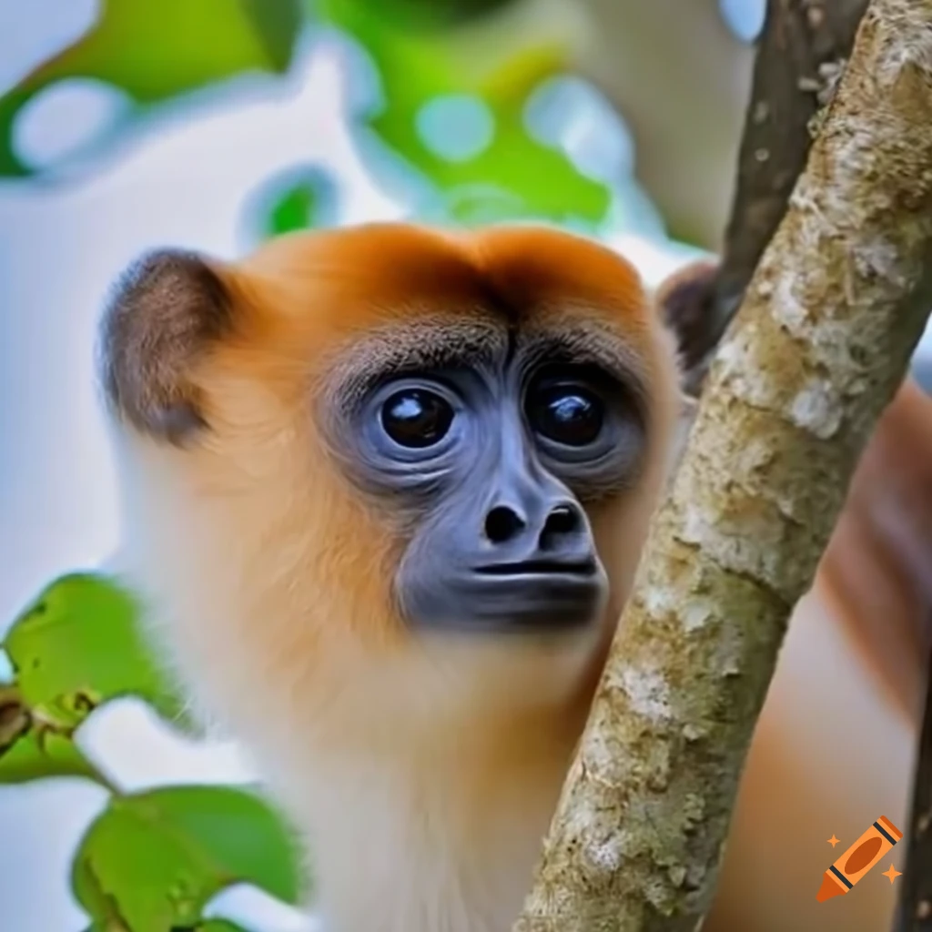 Howler monkey on a branch white cloud on Craiyon