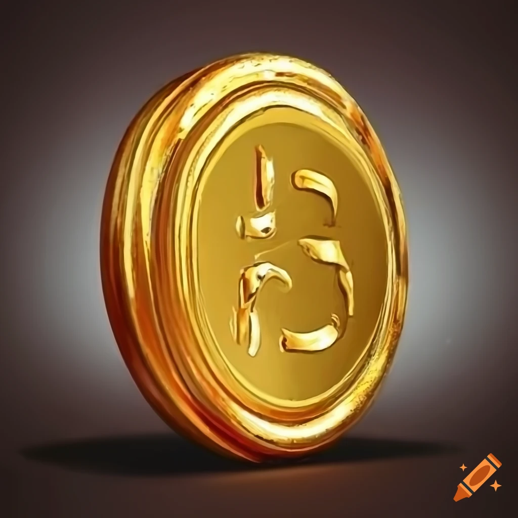 Lucky golden coin, painting