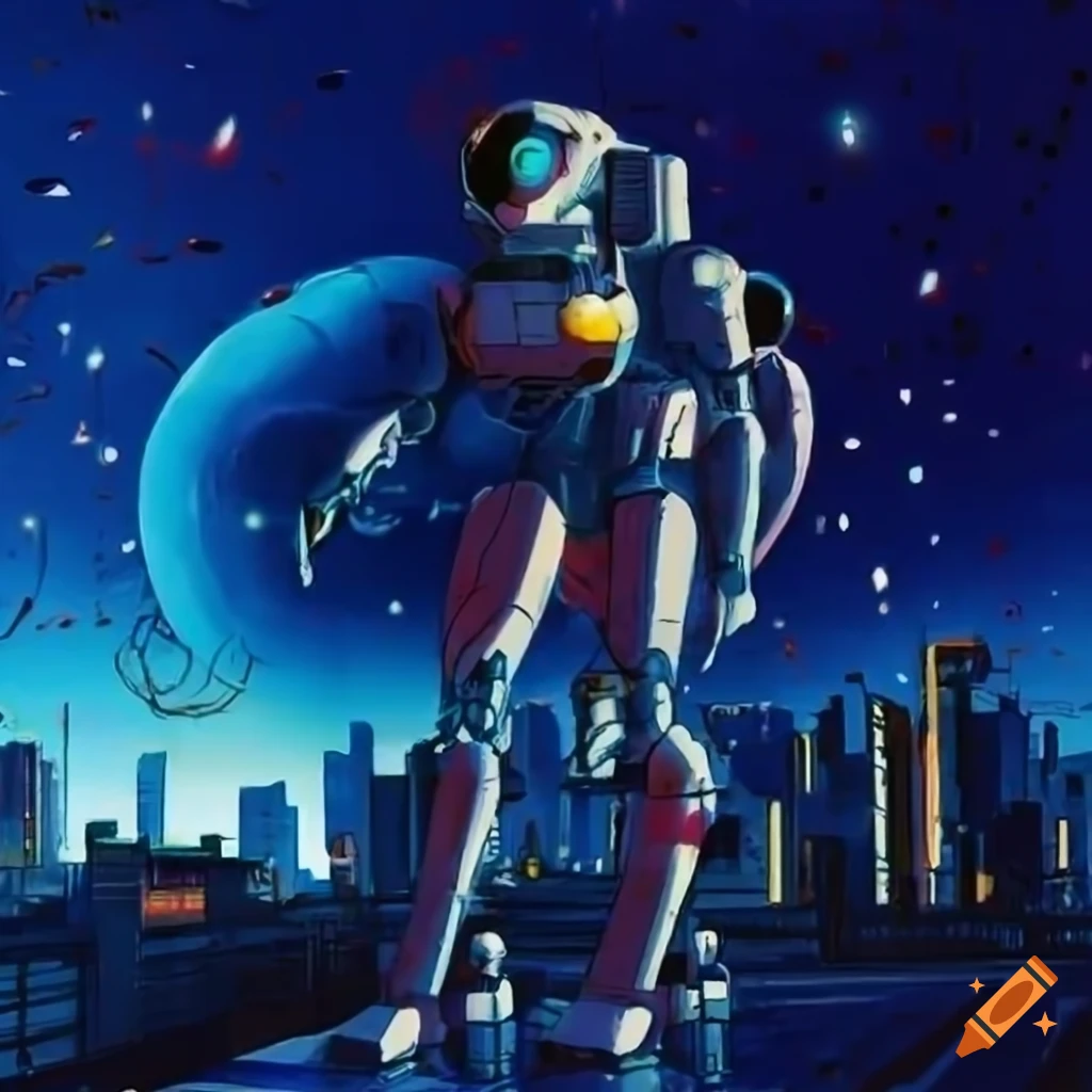 Hiroshi nagai, cyber city oedo 808, anime girl in large robot mech ...