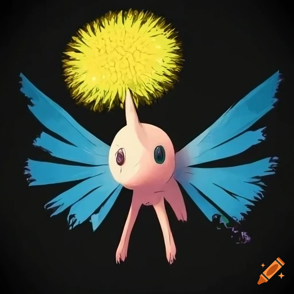 Dandelion creature in the style of pokemon