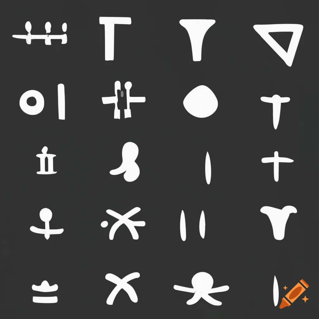 Random white symbols on black background on Craiyon