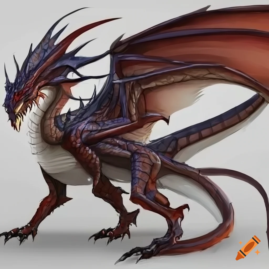Full body dragon concept designs, side view on Craiyon