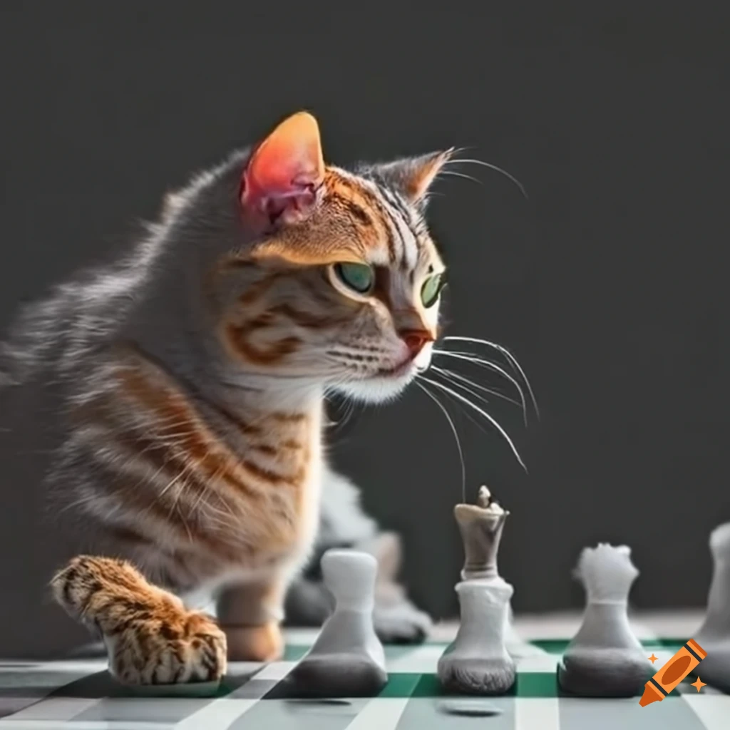 Cats playing chess on Craiyon