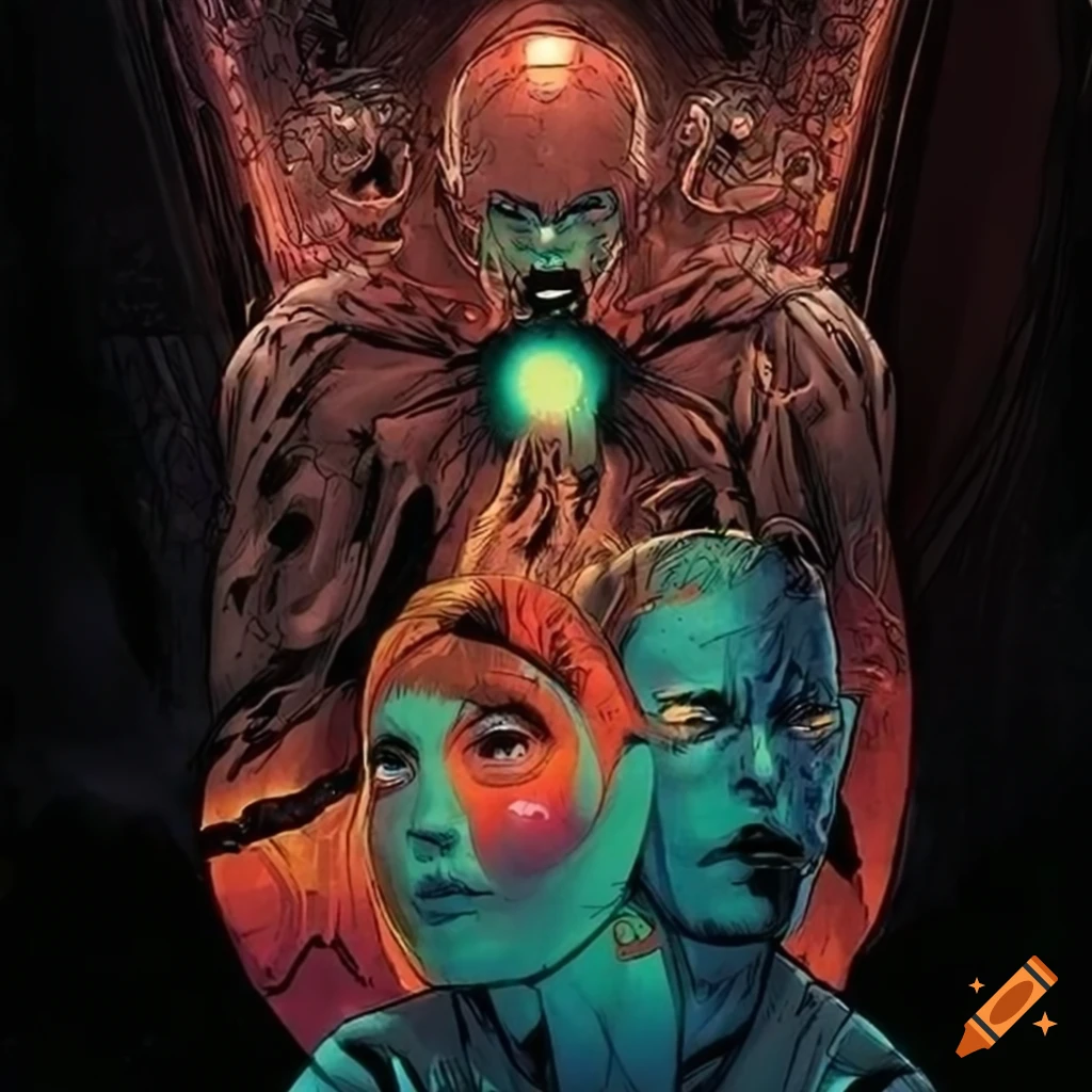 Dynamic sci-fi comic book covers with art germ's unique style on Craiyon