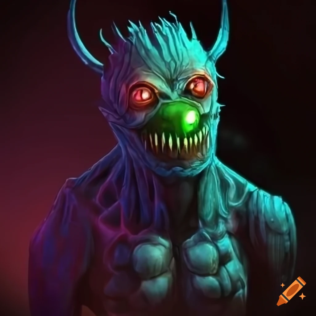 A cyan monster with a cyan heart on ist chestplate