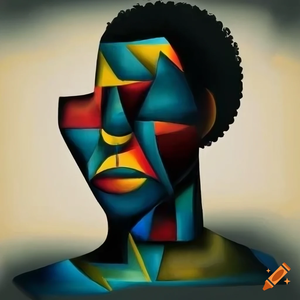 Abstract creative cubist black man
