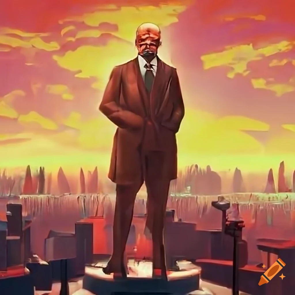 A futuristic artwork depicting the merging of Lenin, AI and space ...