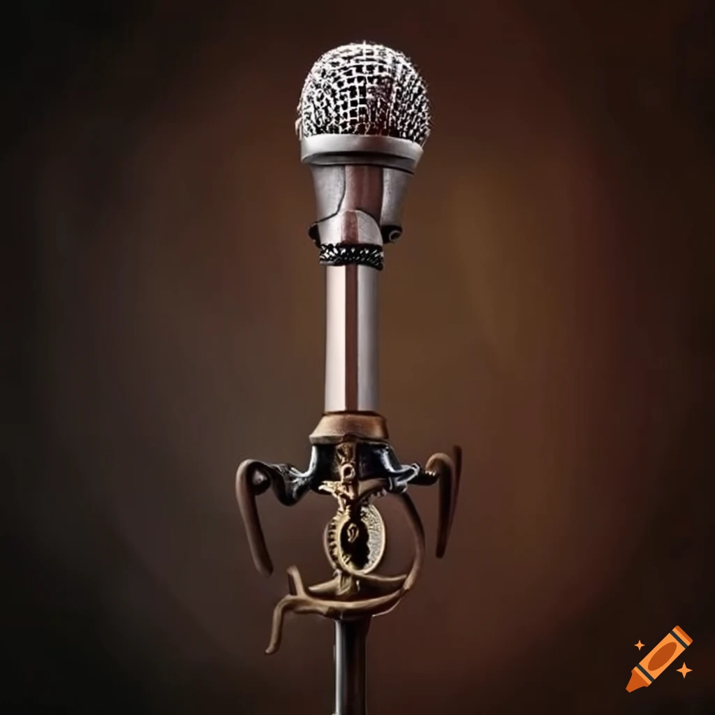 Microphone and sword combined gothic steampunk on Craiyon