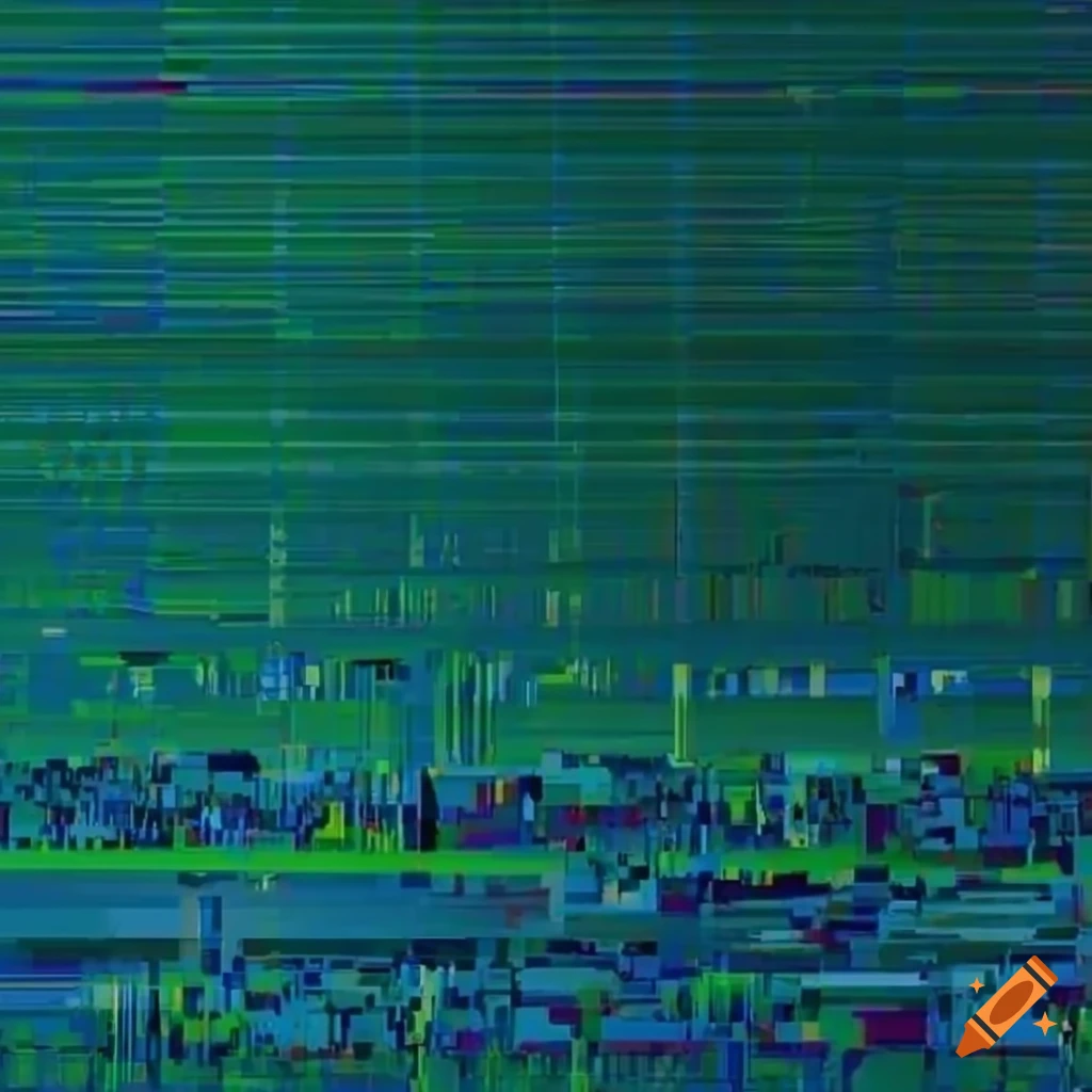 Generate a picture representing computer glitchs with a bit of orange ...