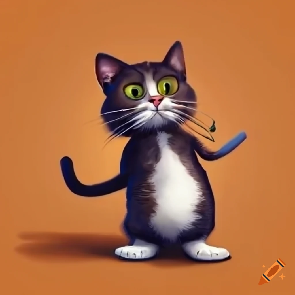 2d animation funny looking cat on Craiyon